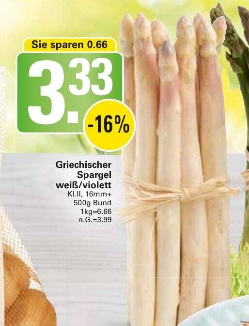 Griechischer Spargel weiß/violett 500g Bund Angebot bei WEZ