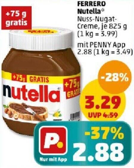 FERRERO Nutella 825 g Angebot bei PENNY