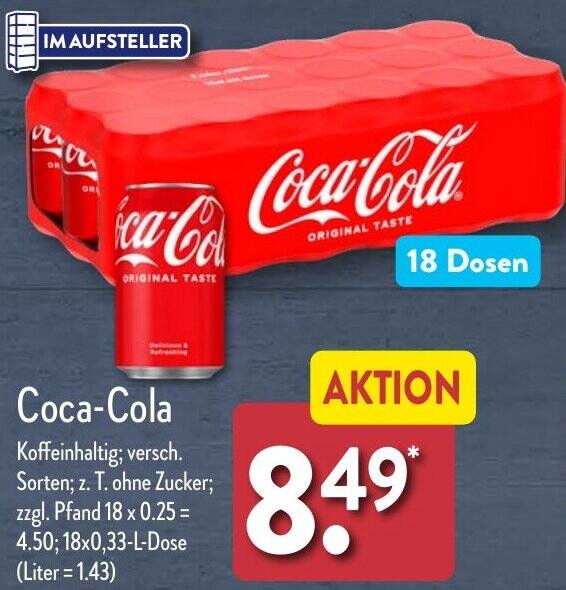 Coca-Cola 18x0,33 L Dose Angebot bei Aldi Nord