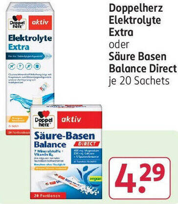 Doppelherz Elektrolyte Extra oder Säure Basen Balance Direct 20 Sachets ...