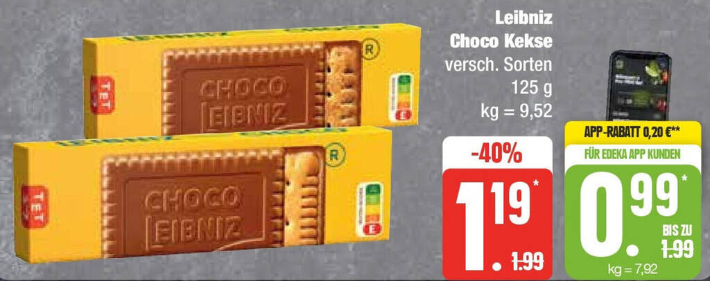 Leibniz Choco Kekse 125 g Angebot bei Edeka