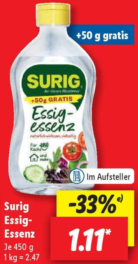 Surig Essig Essenz 450 g Angebot bei Lidl