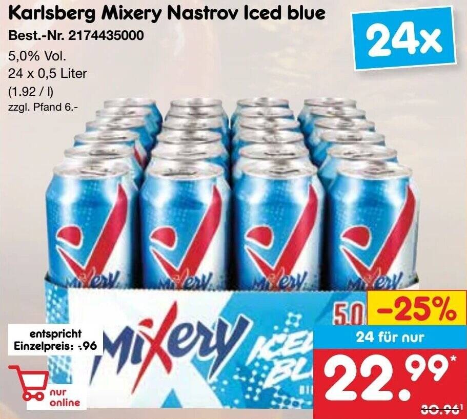 Karlsberg Mixery Nastrov Iced blue 24 x 0,5 Liter Angebot bei Netto ...