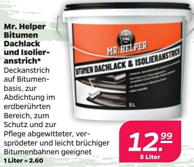 Mr. Helper Bitumen Dachlack und Isolier- anstrich 5 Liter Angebot bei NETTO