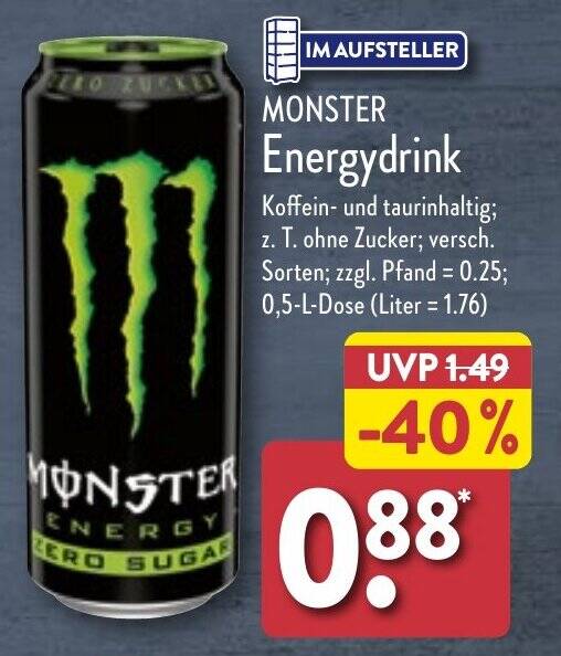 MONSTER Energydrink 0,5 l Dose Angebot bei Aldi Nord