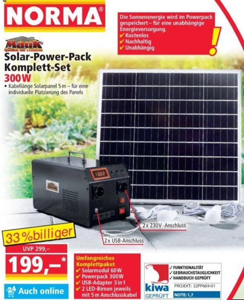 Mauk Solar Power Pack Komplett-Set 300W Angebot bei Norma