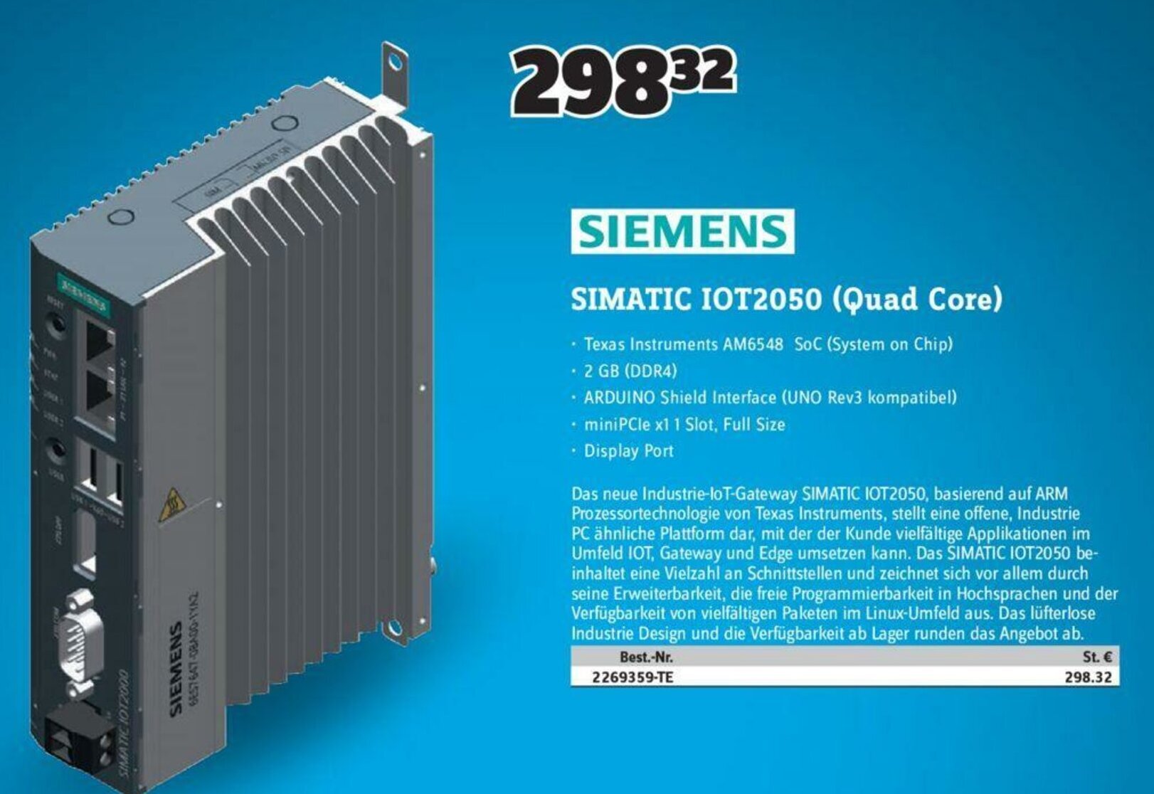 Siemens Simatic IOT2050 (Quad Core) Angebot bei Conrad