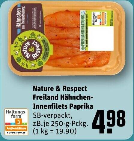Nature & Respect Freiland Hähnchen- Innenfilets Paprika 250 g Pckg ...