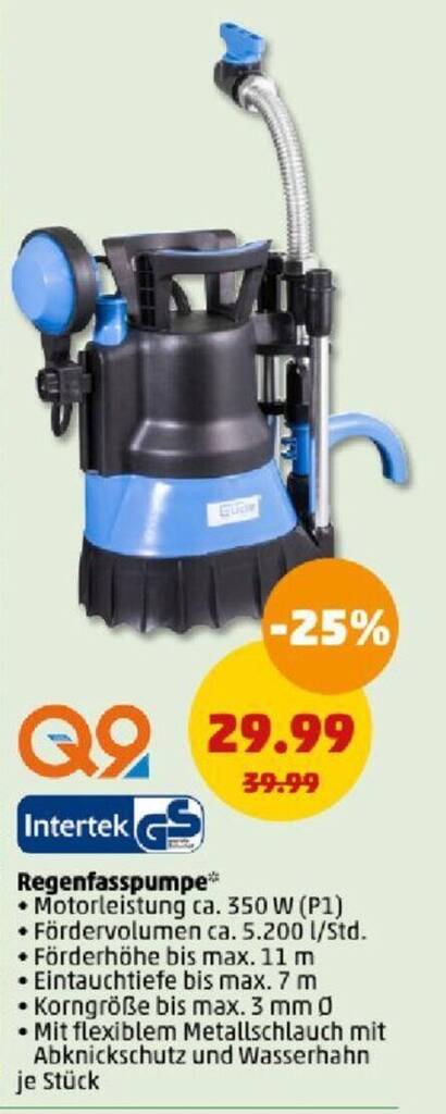 Intertek Regenfasspumpe Angebot bei PENNY