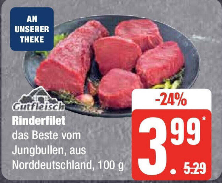 Gutfleisch Rinderfilet 100 g Angebot bei Edeka