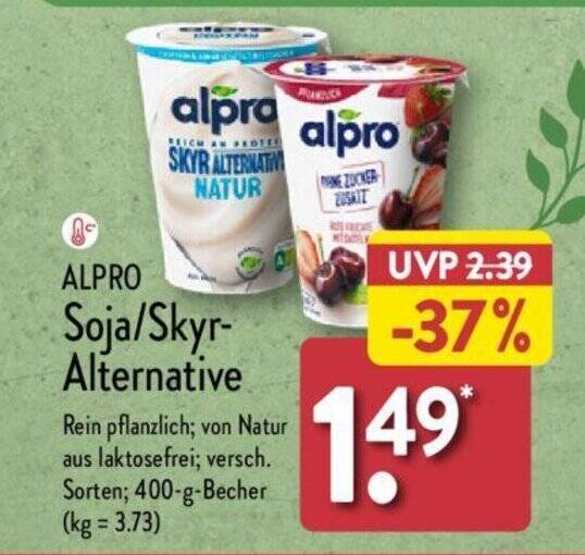 ALPRO Soja/Skyr-Alternative 400-g-Becher Angebot bei Aldi Nord