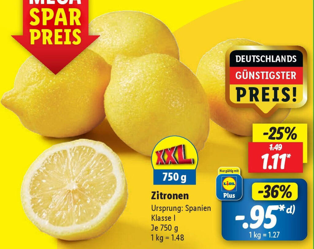 Zitronen 750g Angebot bei Lidl