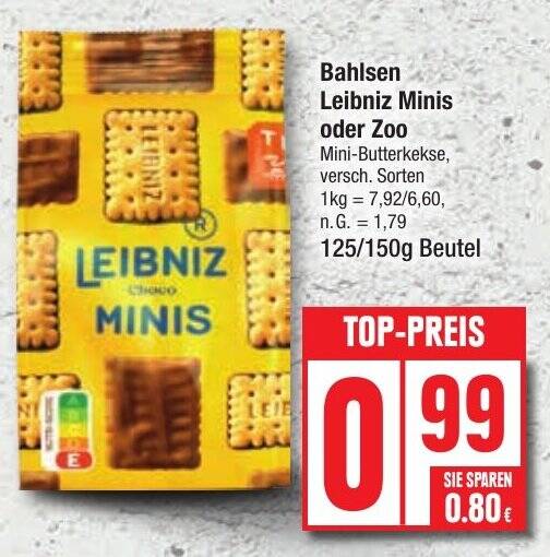 Bahlsen Leibniz Minis oder Zoo Mini-Butterkekse, 125/150g Angebot bei Edeka