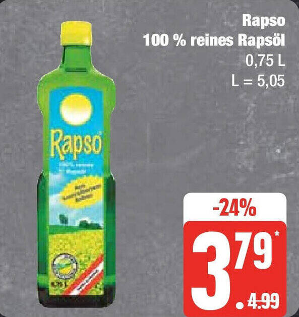 Rapso 100% reines Rapsöl 0,75 l Angebot bei Edeka
