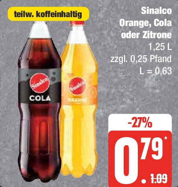 Sinalco Orange, Cola oder Zitrone 1,25 l Angebot bei Edeka