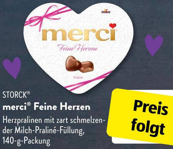 STORCK merci Feine Herzen 140 g Packung Angebot bei Aldi Süd