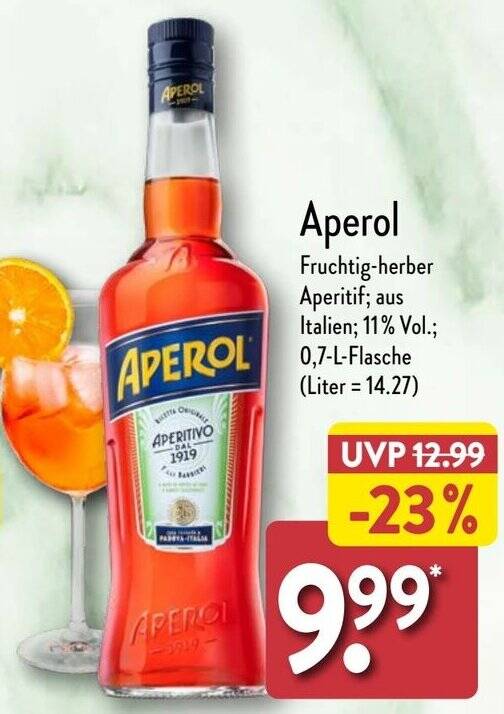 Aperol 0,7 L Flasche Angebot bei Aldi Nord
