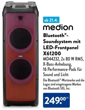 Medion Bluetooth- Soundsystem mit LED-Frontpanel X61200 Angebot bei ...