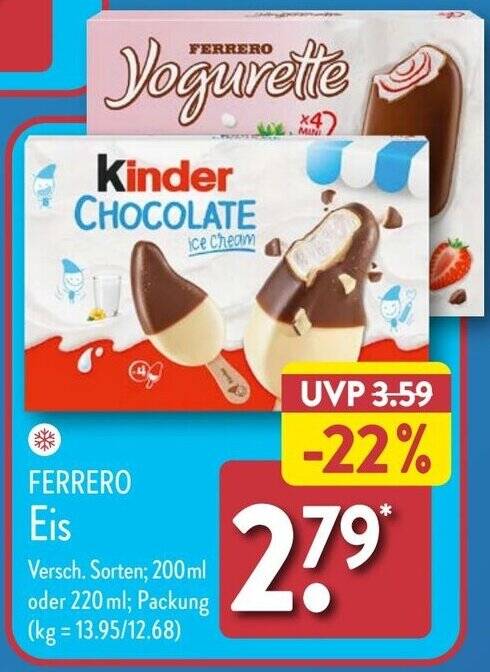 FERRERO Eis 200 ml oder 220 ml Angebot bei Aldi Nord