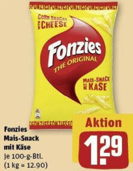 Fonzies Mais-Snack mit Käse 100-g-Btl. Angebot bei REWE