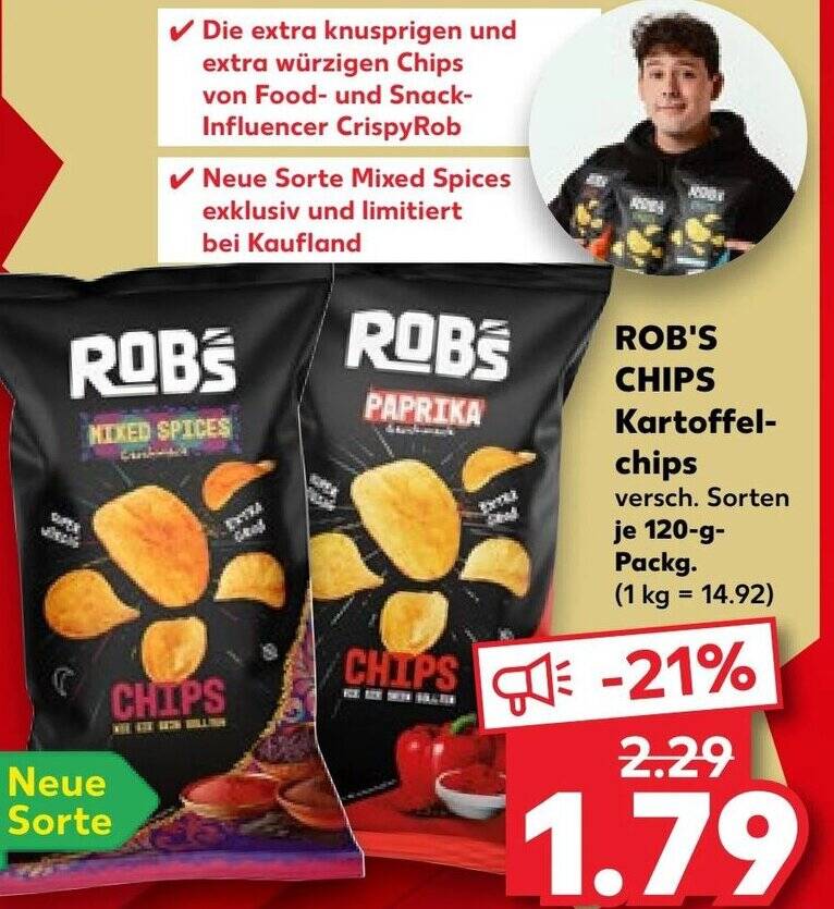 ROB'S CHIPS Kartoffel- chips 120 gPackg. Angebot bei Kaufland