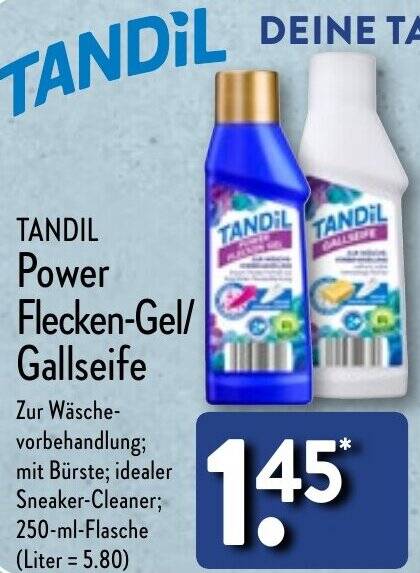 TANDIL Power Flecken-Gel/ Gallseife 250 ml Flasche Angebot bei Aldi Nord