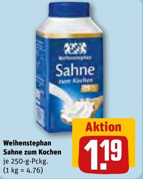 Weihenstephan Sahne zum Kochen 250-g-Pckg. Angebot bei REWE