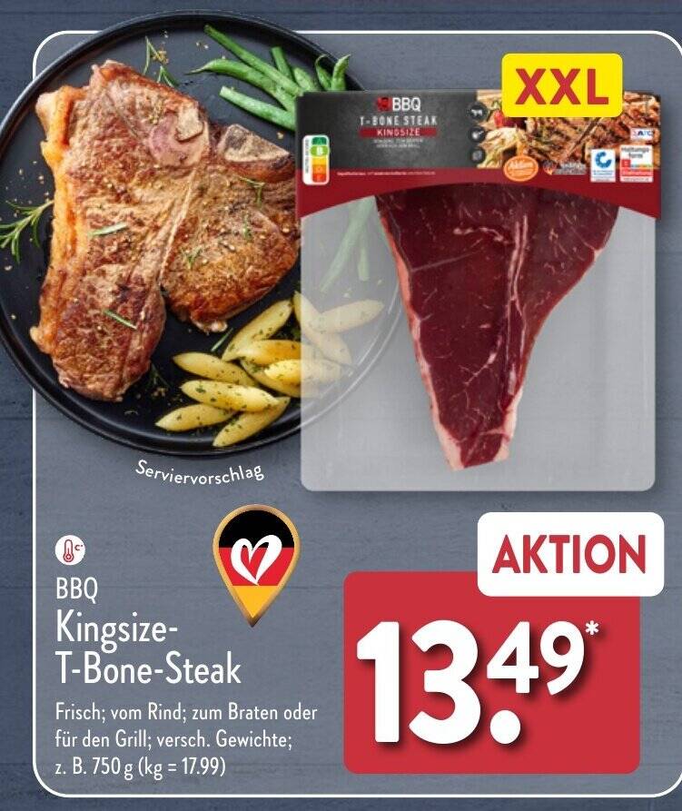 BBQ Kingsize- T-Bone-Steak 750g Angebot bei Aldi Nord