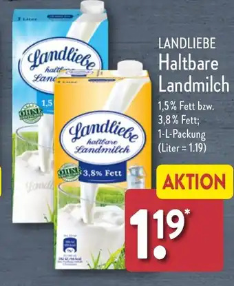 LANDLIEBE Haltbare Landmilch 1L Angebot bei Aldi Nord