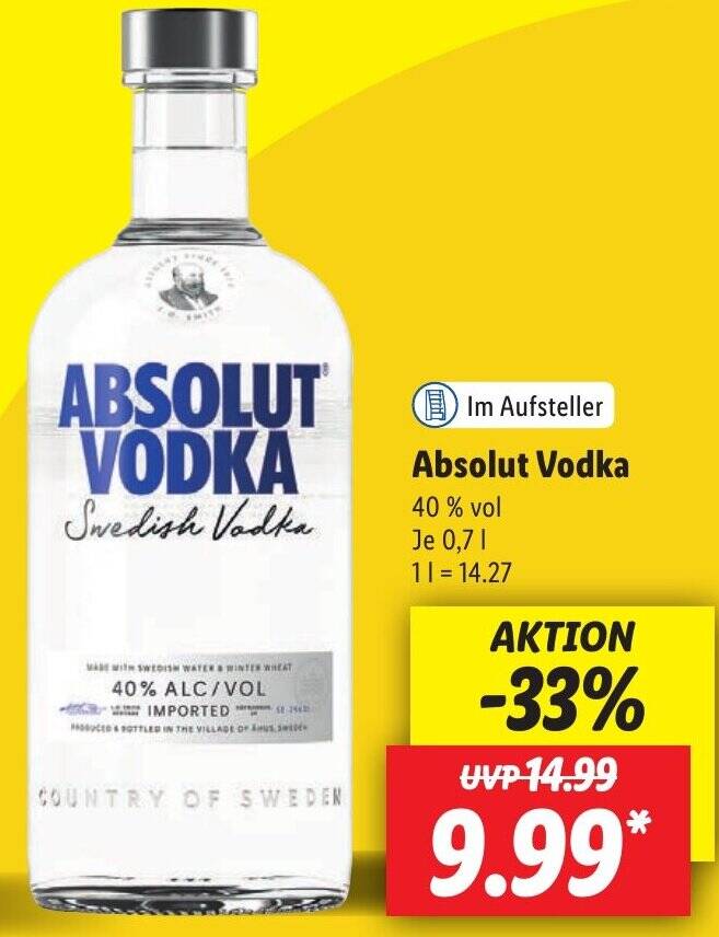 Absolut Vodka 700ml Angebot bei Lidl