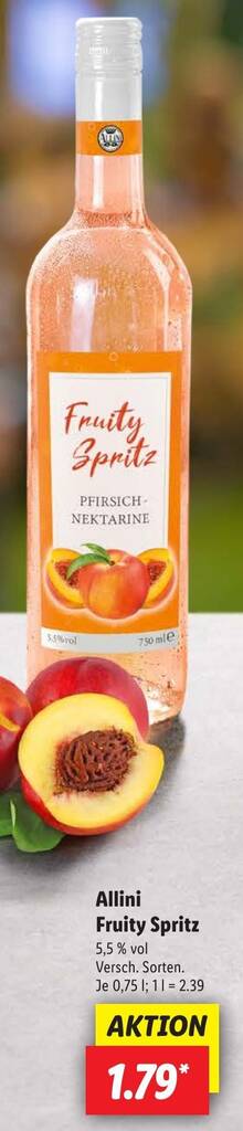 Allini Fruity Spritz 5,5 % vol Versch. Sorten. 750ml Angebot bei Lidl