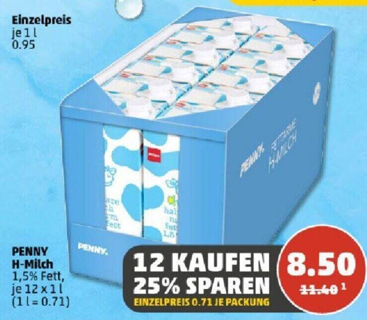 PENNY H-Milch 12 x 1 l Angebot bei PENNY
