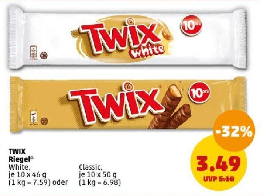 TWIX Riegel 10 x 46 g Classic 10 x 50 g Angebot bei PENNY