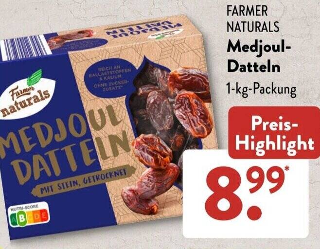 FARMER NATURALS Medjoul Datteln 1-kg-Packung Angebot bei Aldi Süd