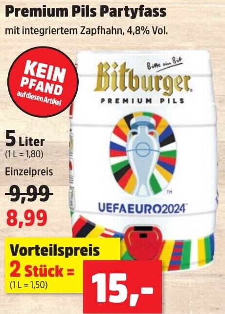 Premium Pils Partyfass 5 Liter Angebot bei Thomas Philipps