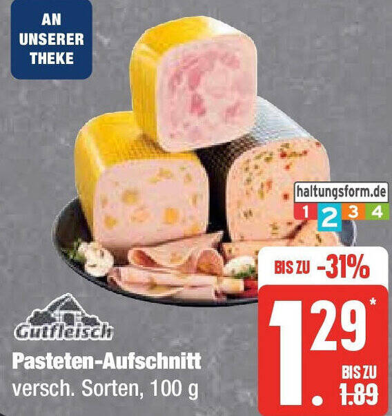 Gutfleisch Pasteten-Aufschnitt 100 g Angebot bei Edeka