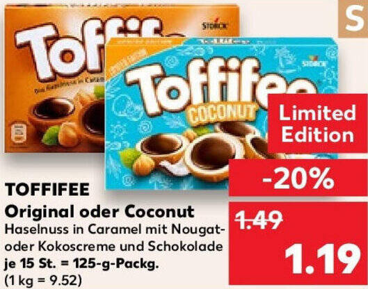 TOFFIFEE Original oder Coconut 125 g Packg. Angebot bei Kaufland