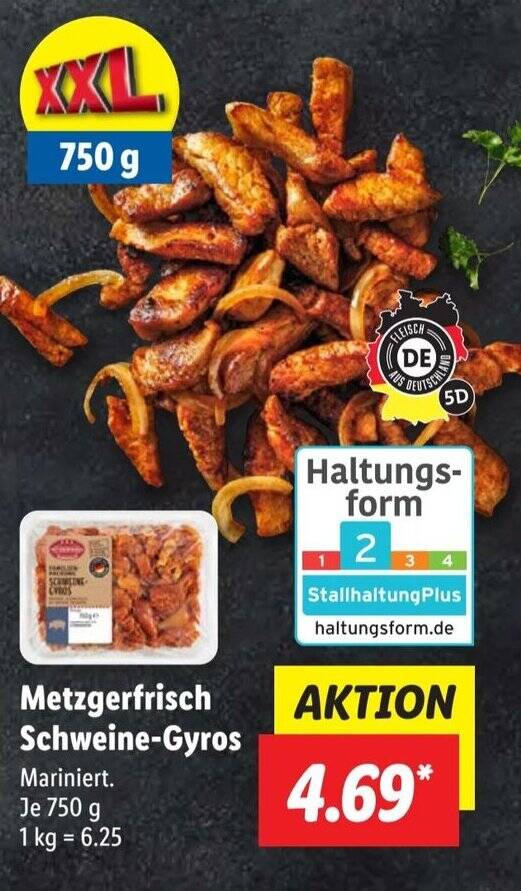 Metzgerfrisch Schweine-Gyros 750 g Angebot bei Lidl