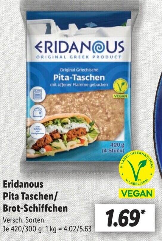 Eridanous Pita Taschen/ Brot-Schiffchen 420/300 g Angebot bei Lidl