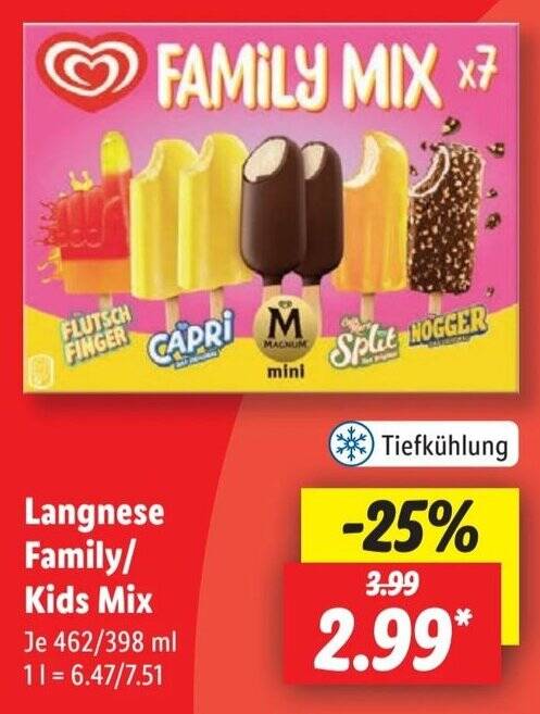 Langnese Family/ Kids Mix 462/398 ml Angebot bei Lidl