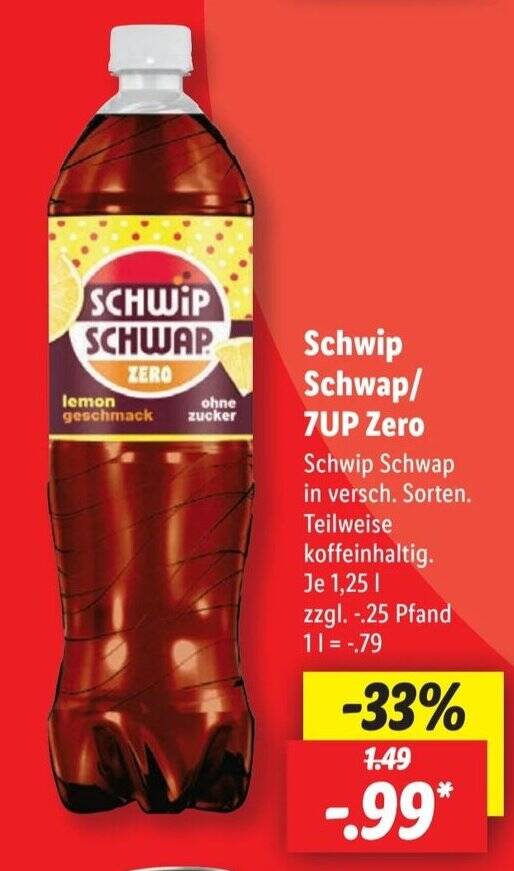 Schwip Schwap/ 7UP Zero 1,25 l Angebot bei Lidl