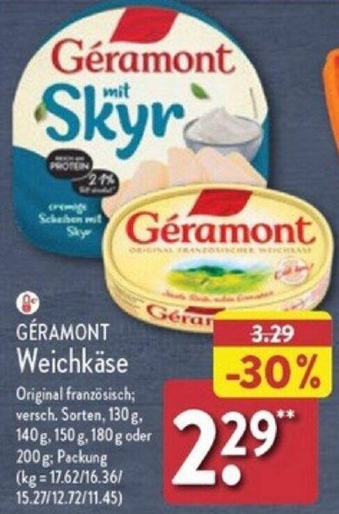GÉRAMONT Weichkäse 140 g,150 g, 180 g oder 200 g Packung Angebot bei ...