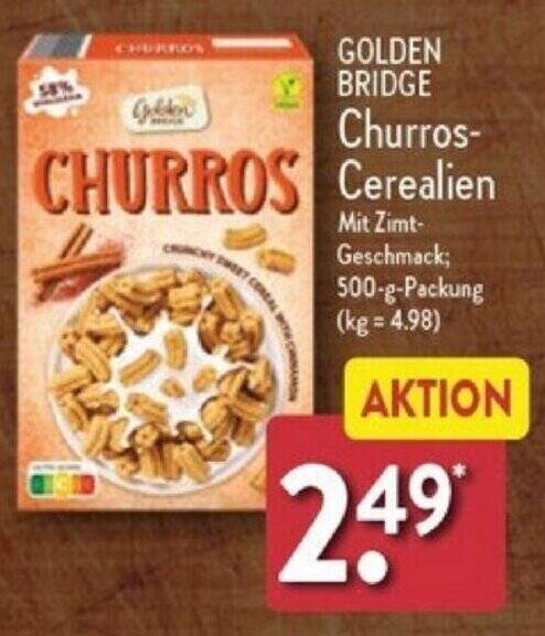 GOLDEN BRIDGE Churros-Cerealien 500 g Packung Angebot bei Aldi Nord