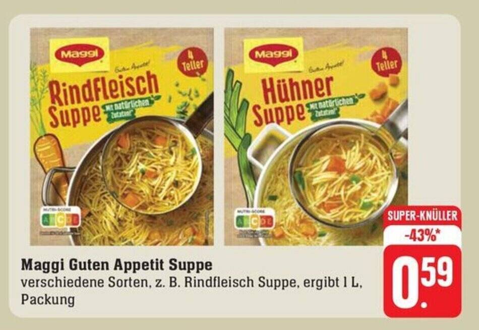 Maggi Guten Appetit Suppe verschiedene Sorten, z. B. Rindfleisch Suppe ...