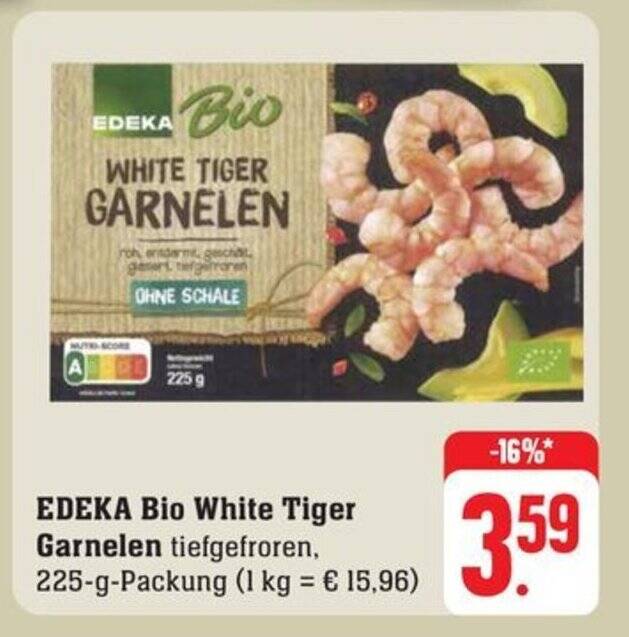 EDEKA Bio White Tiger Garnelen tiefgefroren, 225-g-Packung Angebot bei ...