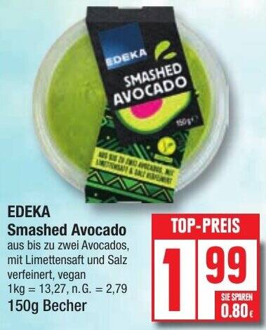 EDEKA Smashed Avocado 150g Becher Angebot bei Edeka
