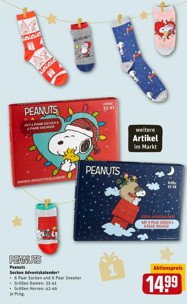 Spannende Peanuts Socken Adventskalender Ebenbild
