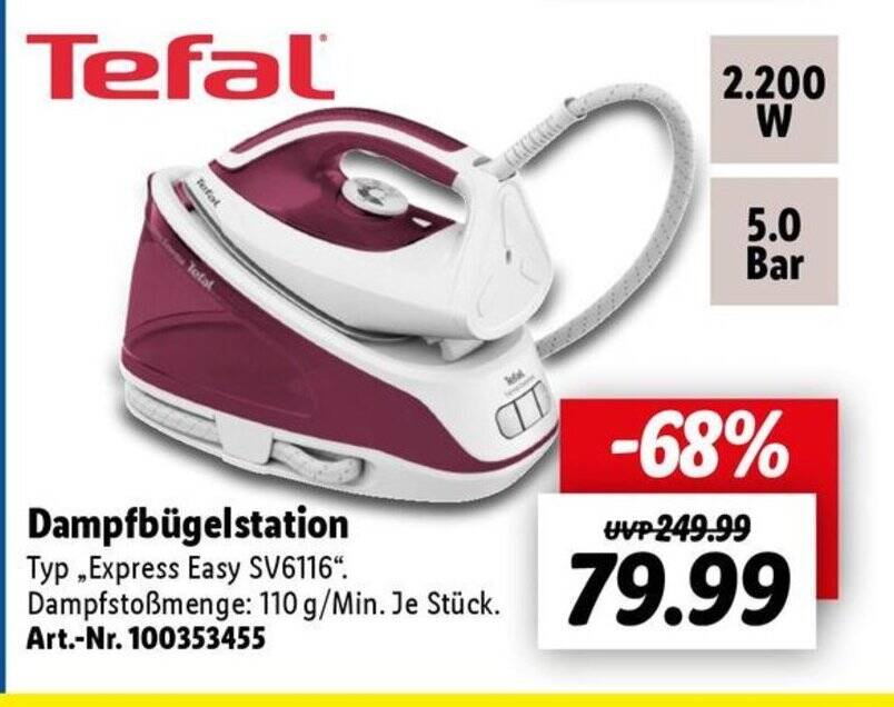 Tefal Dampfbügelstation Typ „Express Easy SV6116" Angebot bei Lidl