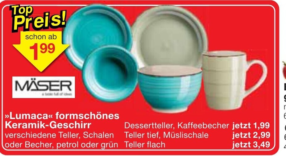 Mäser Lumaca Formschönes Keramik Geschirr Angebot bei Jawoll