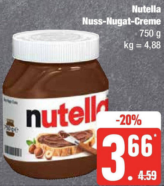 Nutella Nuss-Nugat-Creme 750 g Angebot bei Edeka